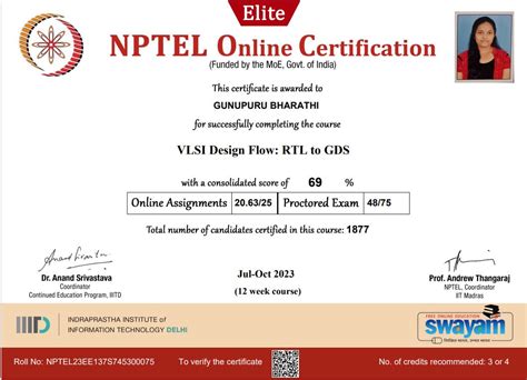 Bharathi Gunupuru On Linkedin Im Happy To Share That Ive Obtained A New Certification Vlsi