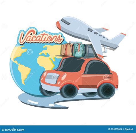 Travel Vacations Set Icons Stock Vector Illustration Of Handbag 124733067