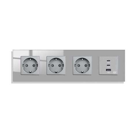 Розетка электрическая 4 поста с 2 Gan Pd 65w Usb Type C быстрая зарядка и 3 розеткой Eu 220v