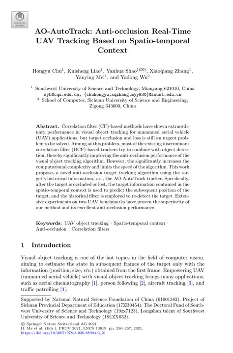 Pdf Ao Autotrack Anti Occlusion Real Time Uav Tracking Based On