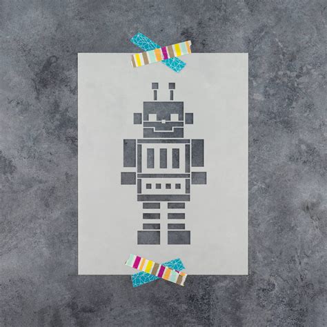 Robot Stencil Reusable Robot Stencil Large Robot Stencils Etsy