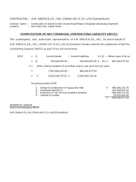 Computation Of Net Financial Contracting Capacity Nfcc Pdf
