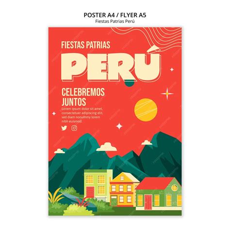 Free Psd Fiestas Patrias Peru Poster Template