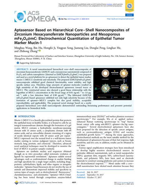 Pdf Aptasensor Based On Hierarchical Coreshell Nanocomposites Of Zirconium Hexacyanoferrate