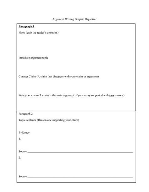 Argument Essay Graphic Organizer