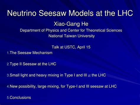 Ppt Neutrino Seesaw Models At The Lhc Powerpoint Presentation Free Download Id3406346
