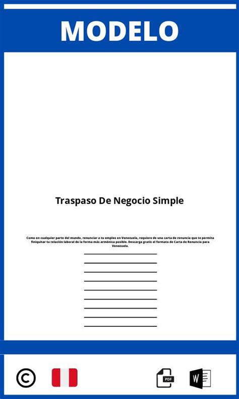 Modelo De Traspaso De Negocio Simple Perú 2026
