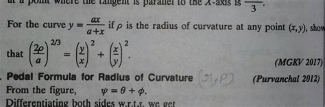 For The Curve Y A Xax If ρ Is The Radius Of Curvature At Any Point X Y
