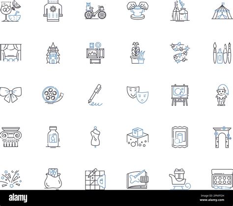 Artistic Line Icons Collection Creative Imaginative Expressive
