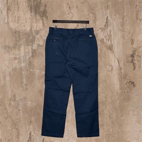 Vintage Navy Blue Dickies Khakis Work Pants Relaxed Fit Flat Front