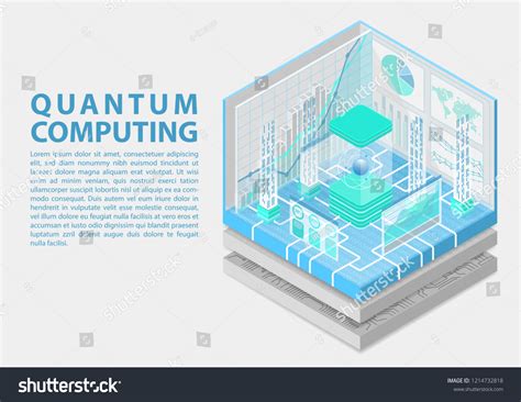 Quantum Computing Isometric Vector Illustration 3d Stock Vector