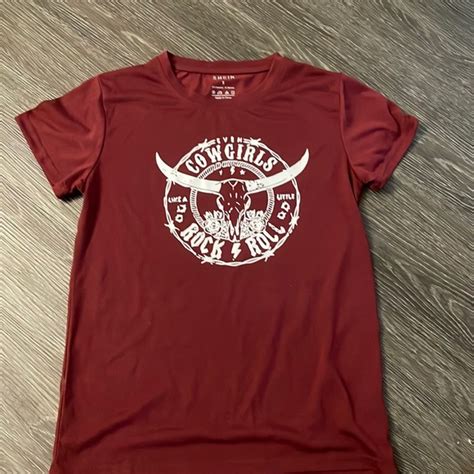 Shein Tops Burgundy Cowgirl Rock And Roll Shirt Poshmark