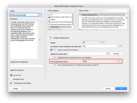 Embedding Fonts Font Substitution File Callas Pdftoolbox Step By