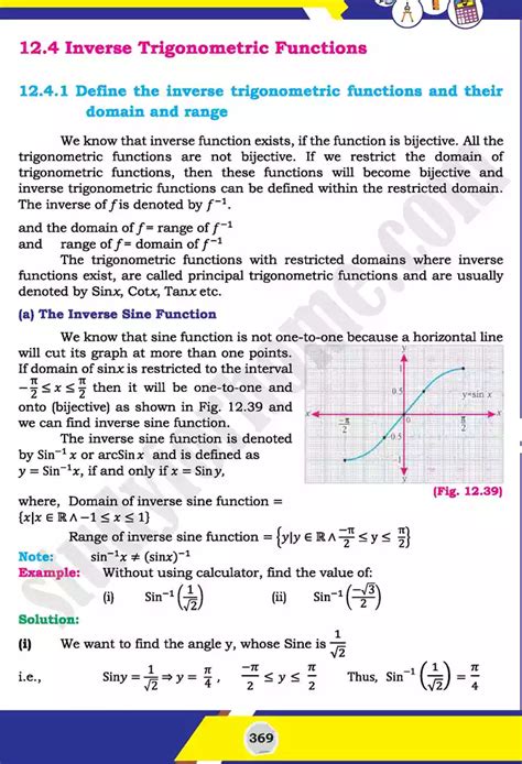 Graphs Of Trigonometric And Inverse Trigonometric Functions Unit 12 Mathematics 11th Text Book