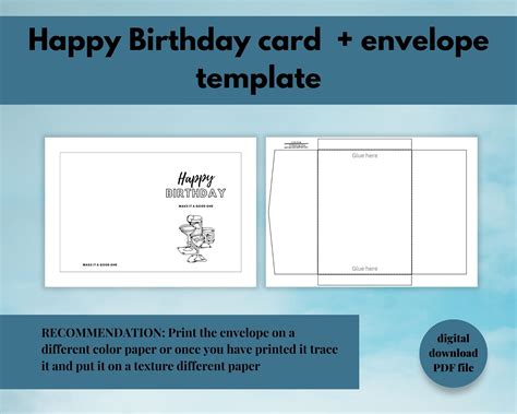 Printable Happy Birthdays Card And Envelope Template Instant Download