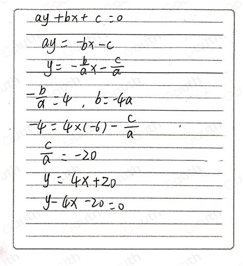 Solved Find The Equation Of The Line With Gradient4 That Passes Through The Point 6 4 Give