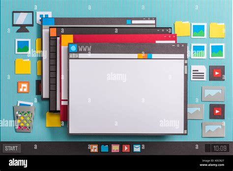 Operating System Computer Interface And Multiple Application Windows Open On The Desktop Stock