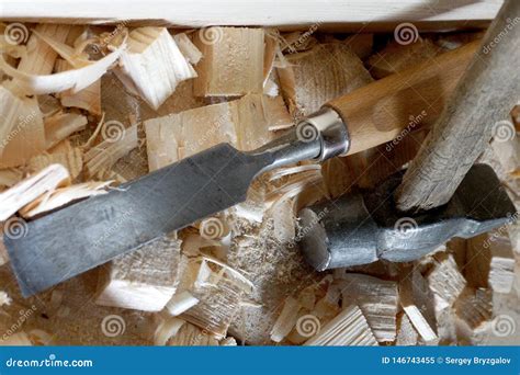 Hammer And Chisel Lie On The Boards Stock Image Image Of Construction