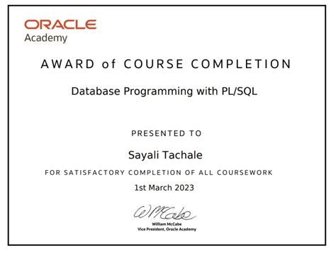 Happy To Share That I Have Successfully Completed The Database Programming With Pi Sql From