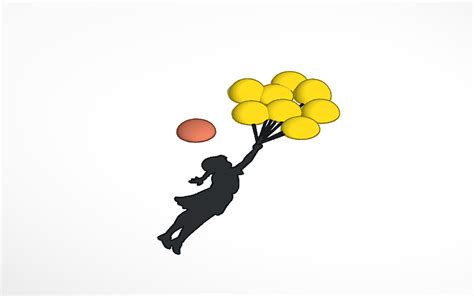 3d Design Banksy Girl Yellow Balloons Tinkercad