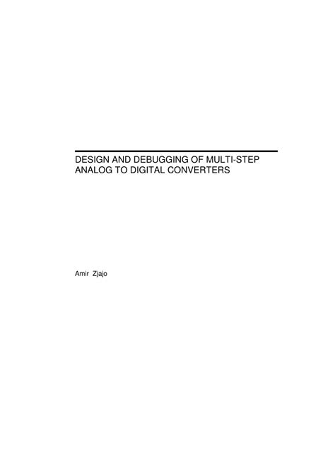 Pdf Design And Debugging Of Multi Step Analog To Digital Converters