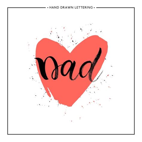 Premium Vector Dad Text Lettering In Shape Red Heart