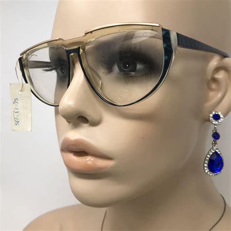 Vintage Flat Top Eyeglasses Glasses Frames Blue Clear Eyeglasses Frame