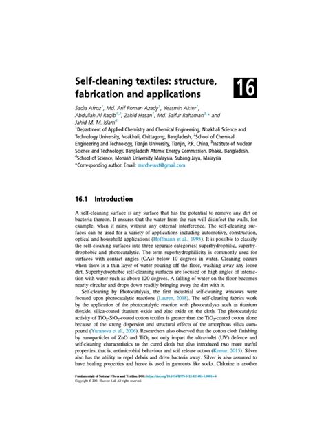 Self Cleaning Textiles Pdf