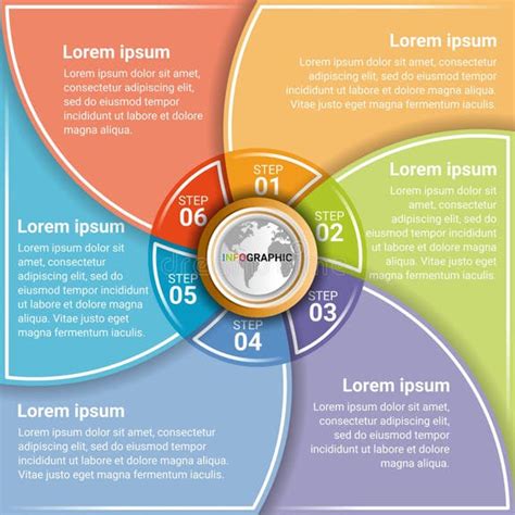 Infographic Template For An 6 Step Geometric Curve With A Diagram Stock Vector Illustration