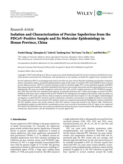 Pdf Isolation And Characterization Of Porcine Sapelovirus From The
