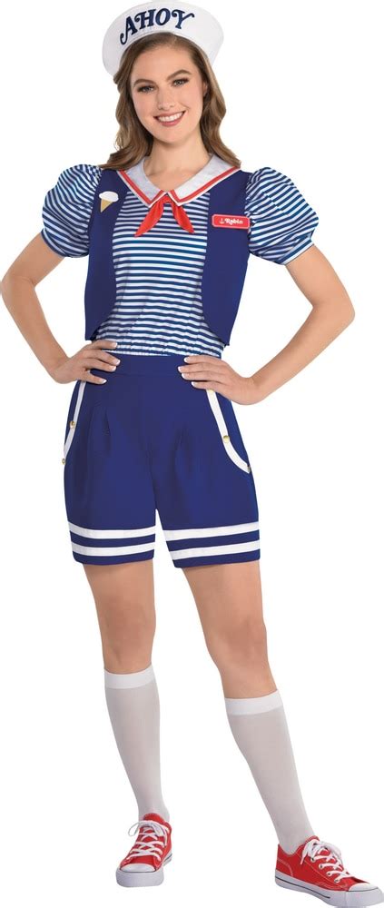 Womens Stranger Things Robin Scoops Ahoy Bluewhite Striped Sailor