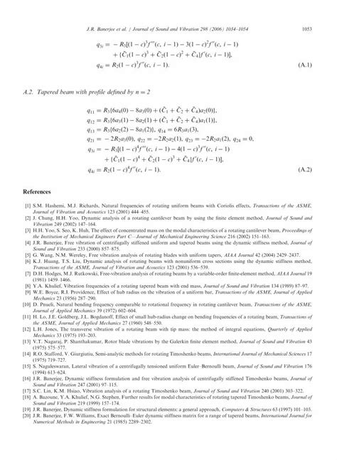 Pdf Free Vibration Of Rotating Tapered Beams Using The Dynamic