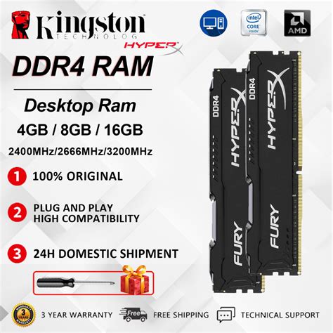 Kingston Hyperx Fury Desktop Ddr4 Ram 4gb 8gb 16gb 2400mhz 2666mhz 3200mhz Dimm Game Memory