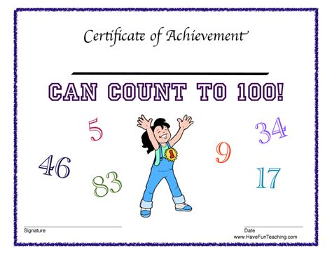 Award Certificate Count To 100 Have Fun Teaching