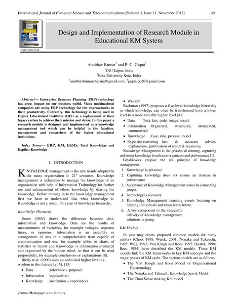 pdf design and implementation of research module in educational km system