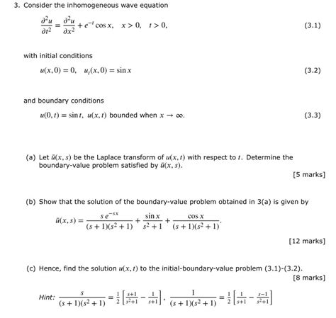Solved 3 Consider The Inhomogeneous Wave Equation Aều Au