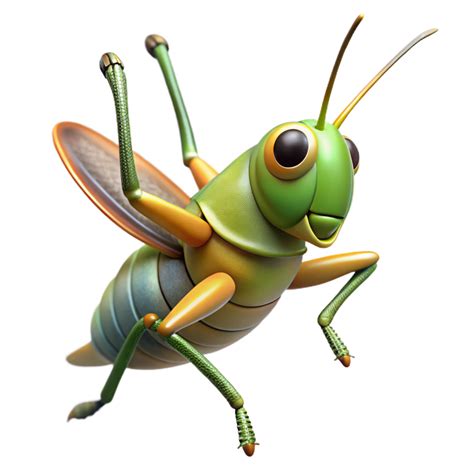 Impressive Minimalist Grasshopper Jumping Isolated Element Genuine