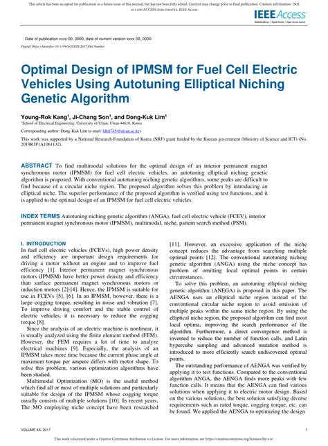 Pdf Optimal Design Of Ipmsm For Fuel Cell Electric Vehicles Using Autotuning Elliptical