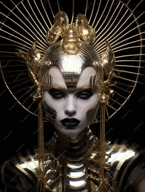 Premium Ai Image Model Wearing A Ultramodern Rococo And Empire Make Up