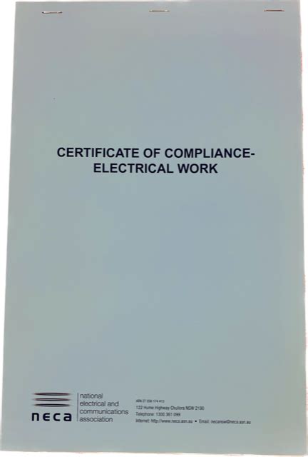 Certificate Of Compliance Electrical Work Book Neca Ccew