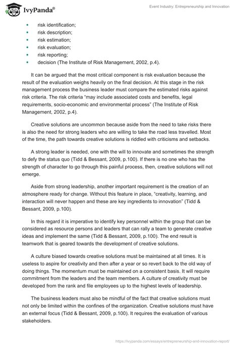 Event Industry Entrepreneurship And Innovation 2960 Words Report Example