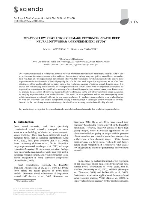 PDF Impact Of Low Resolution On Image Recognition With Deep Neural Networks An Experimental Study
