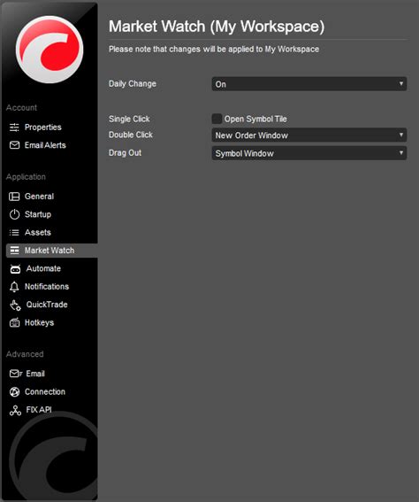 Settings Ctrader Windows
