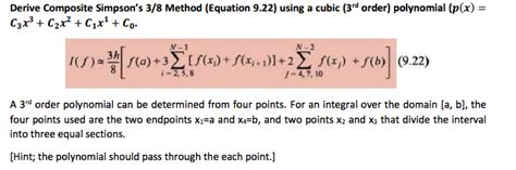 solved derive composite simpson s 3 8 method equation 9 22