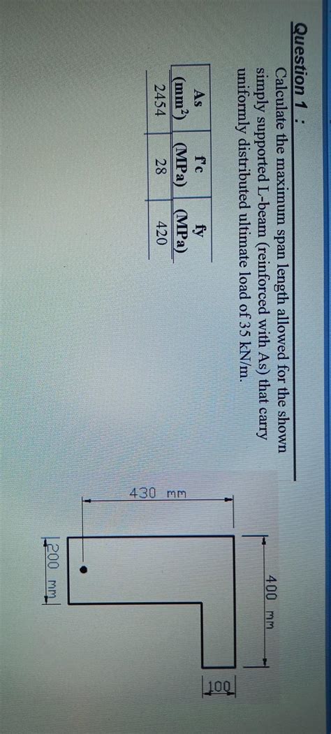 Solved Question 1 Calculate The Maximum Span Length Chegg Com