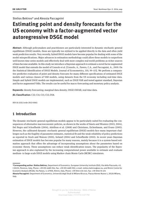 Pdf Estimating Point And Density Forecasts For The Us Economy With A Factor Augmented Vector