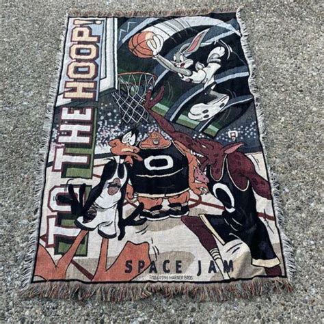 Vintage 1996 Space Jam Monstars Bugs Bunny Throw Blanket Tapestry 44 X