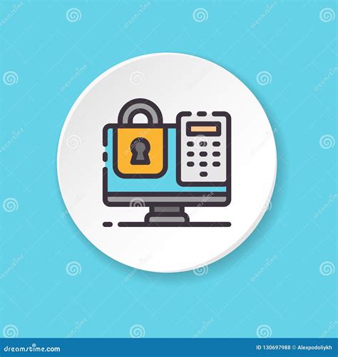 Authorization Login With Password Color Icon Lock Computer Data Security Concept Stock Vector