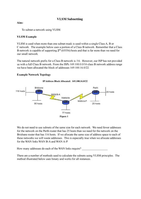 VLSM Subnetting Prac VLSM Subnetting Aim To Subnet A Network Using VLSM VLSM Example VLSM