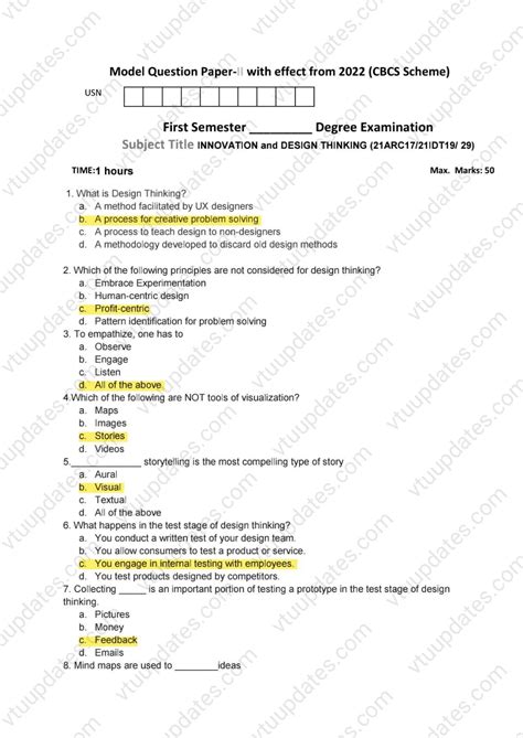 Vtu 1st Year Idt Solved Model Question Paper Set 2 With Answer 2022
